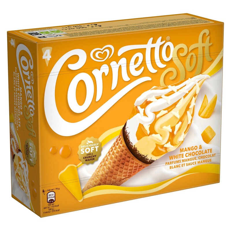 Cornetto Soft Ice Cream Cones Mango & White Chocolate - Morrisons ...
