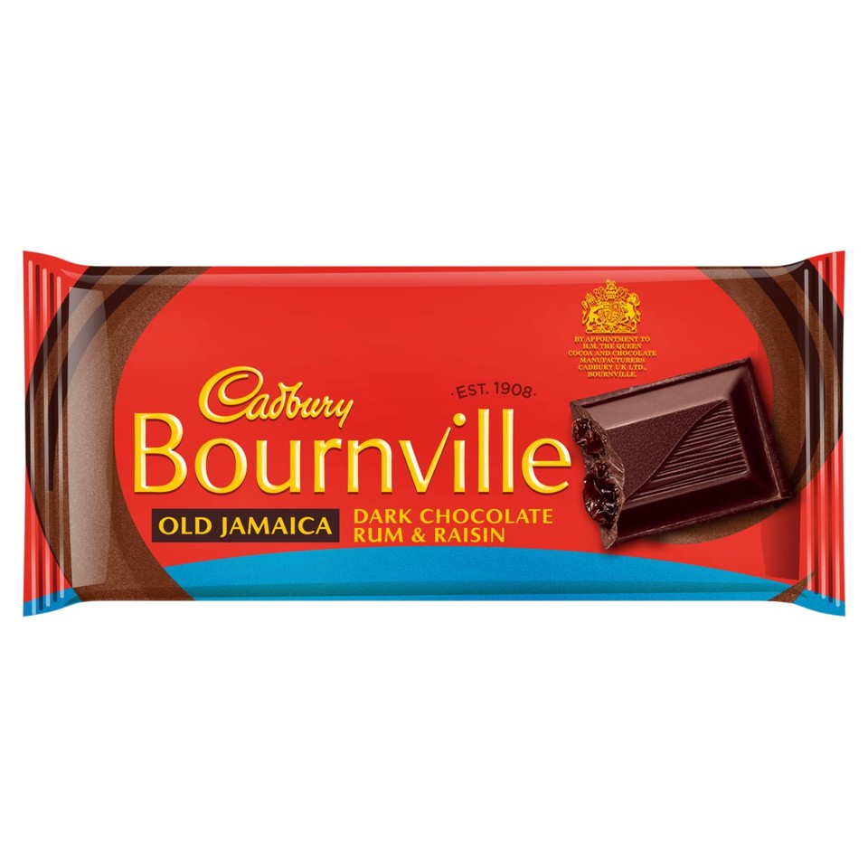 Cadbury Bournville Old Jamaica Dark Chocolate Rum & Raisin Bar ...