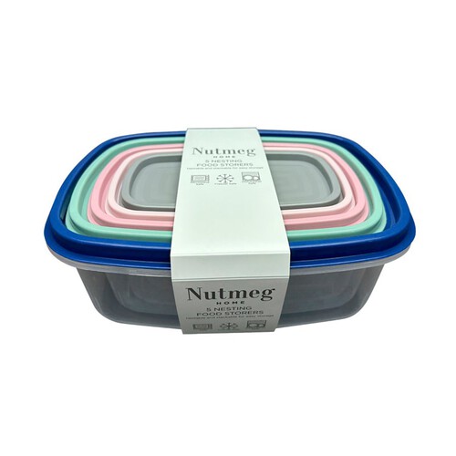 Nutmeg Home Rectangular 5pk Nesting Food Storers - Morrisons Online ...
