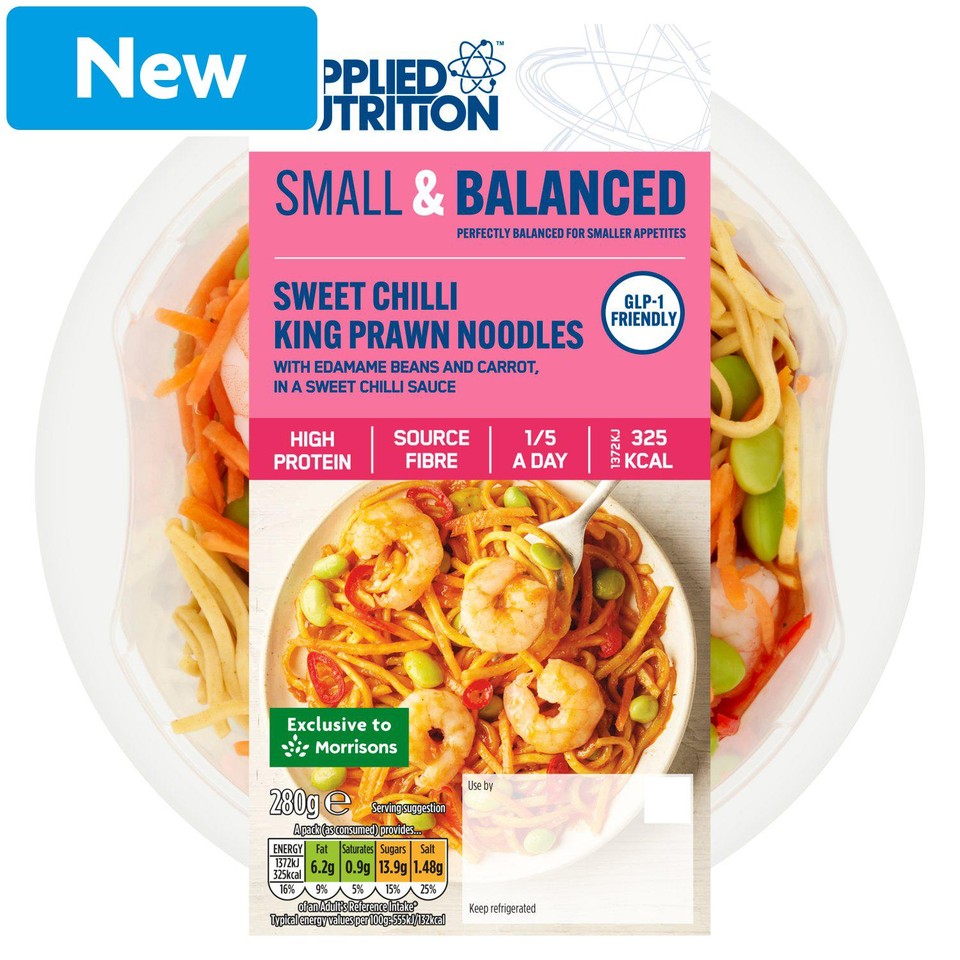 Applied Nutrition GLP-1 Friendly Sweet Chilli Prawns And Noodles 280g ...