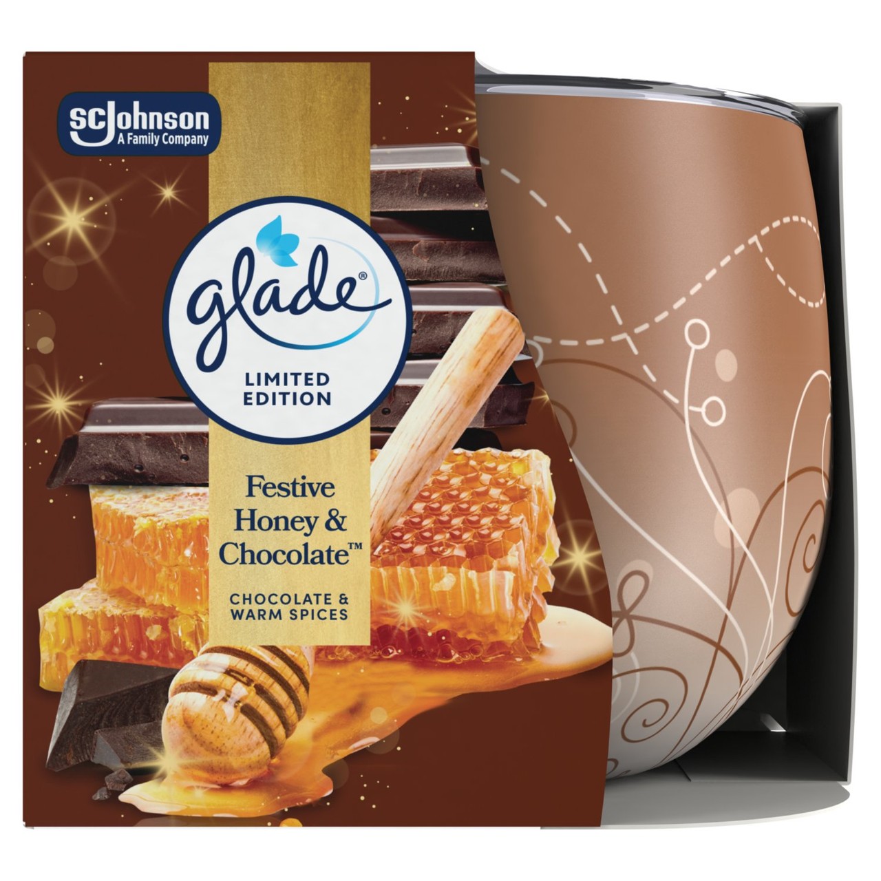 Glade Scented Candle Sleeved Festive Honey and Chocolate 108g ...