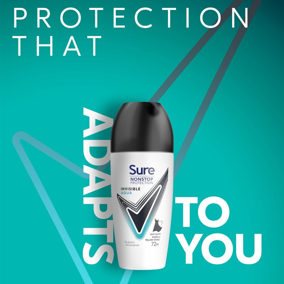 Sure Antiperspirant Deodorant Roll On Nonstop Invisible Aqua 50ml ...