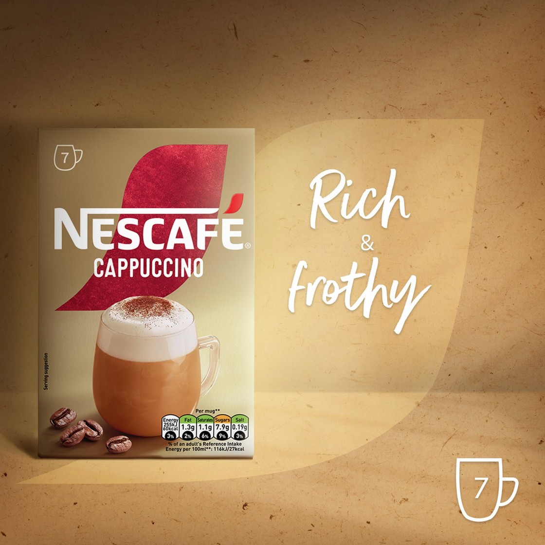 Nescafe Cappuccino Instant Coffee 7 Sachets - Morrisons Online ...