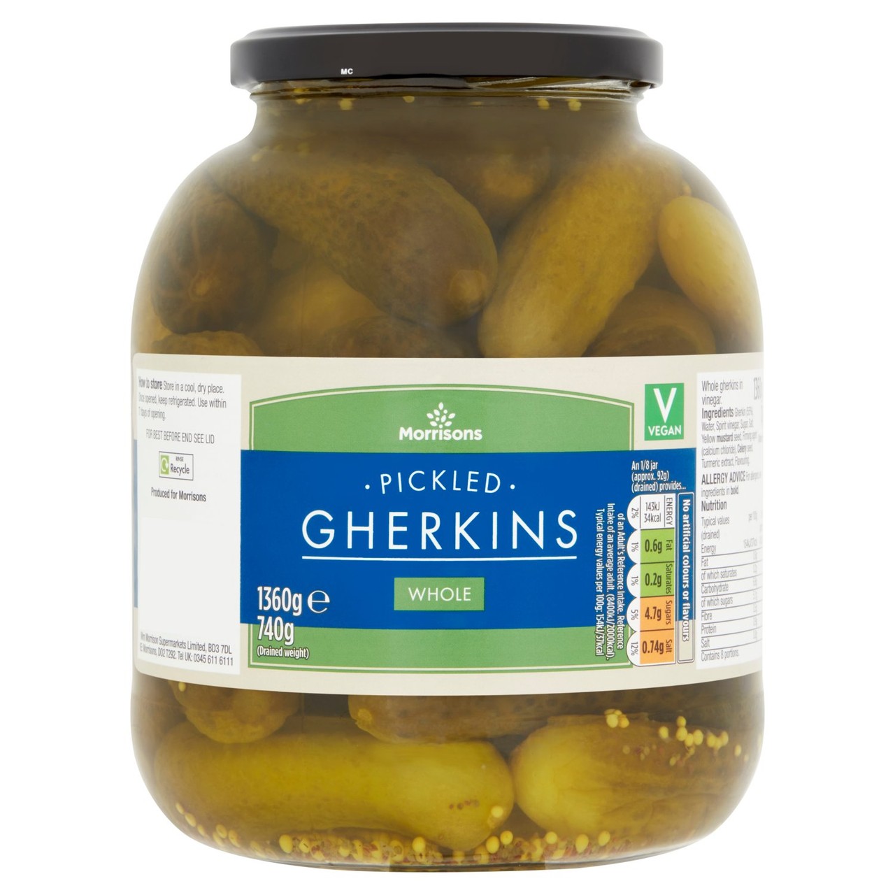 Morrisons Whole Gherkins (1.36kg) - Morrisons Online Groceries & Offers