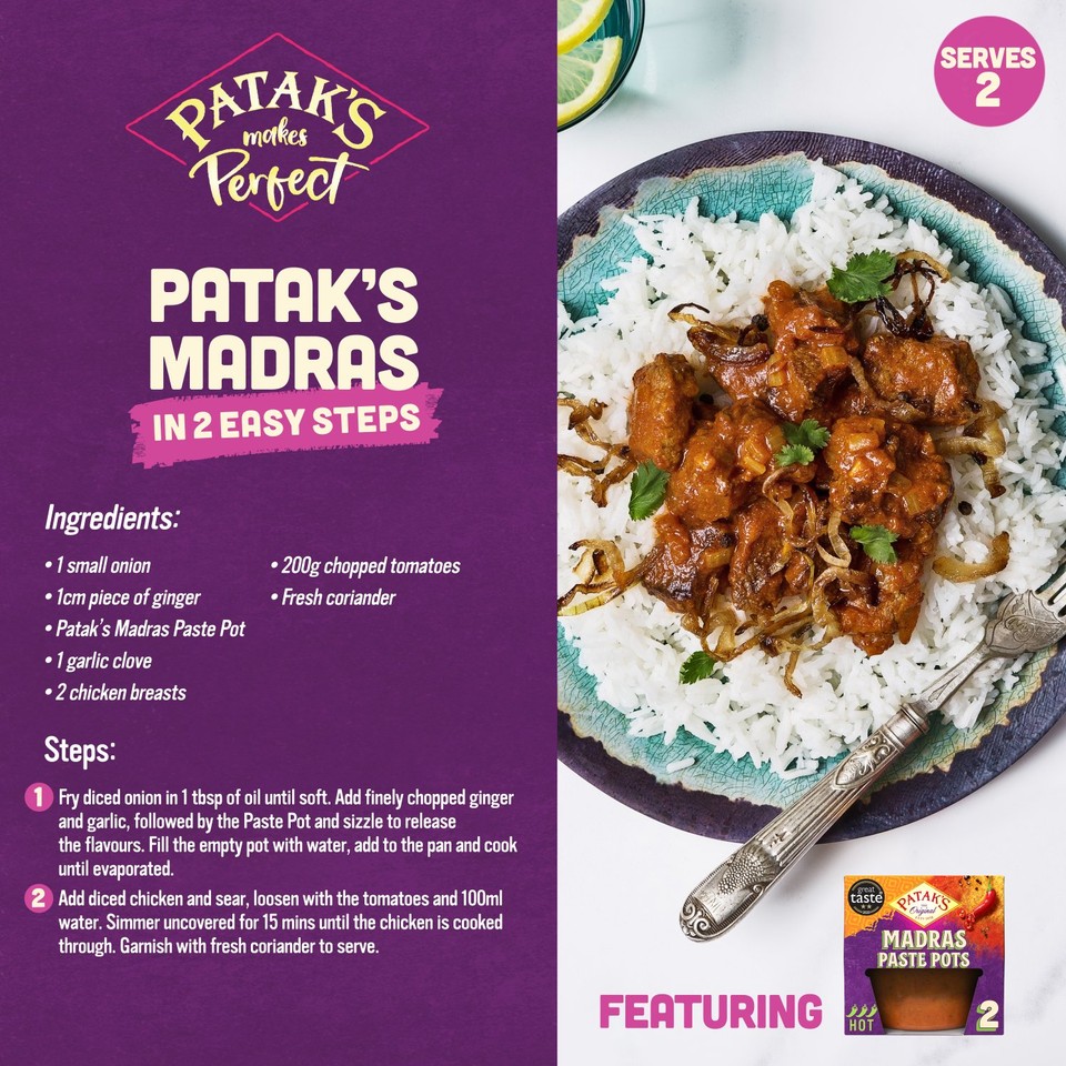 Patak's Madras Indian Hot Spice Paste Pots 2 x 70g - Morrisons Online ...