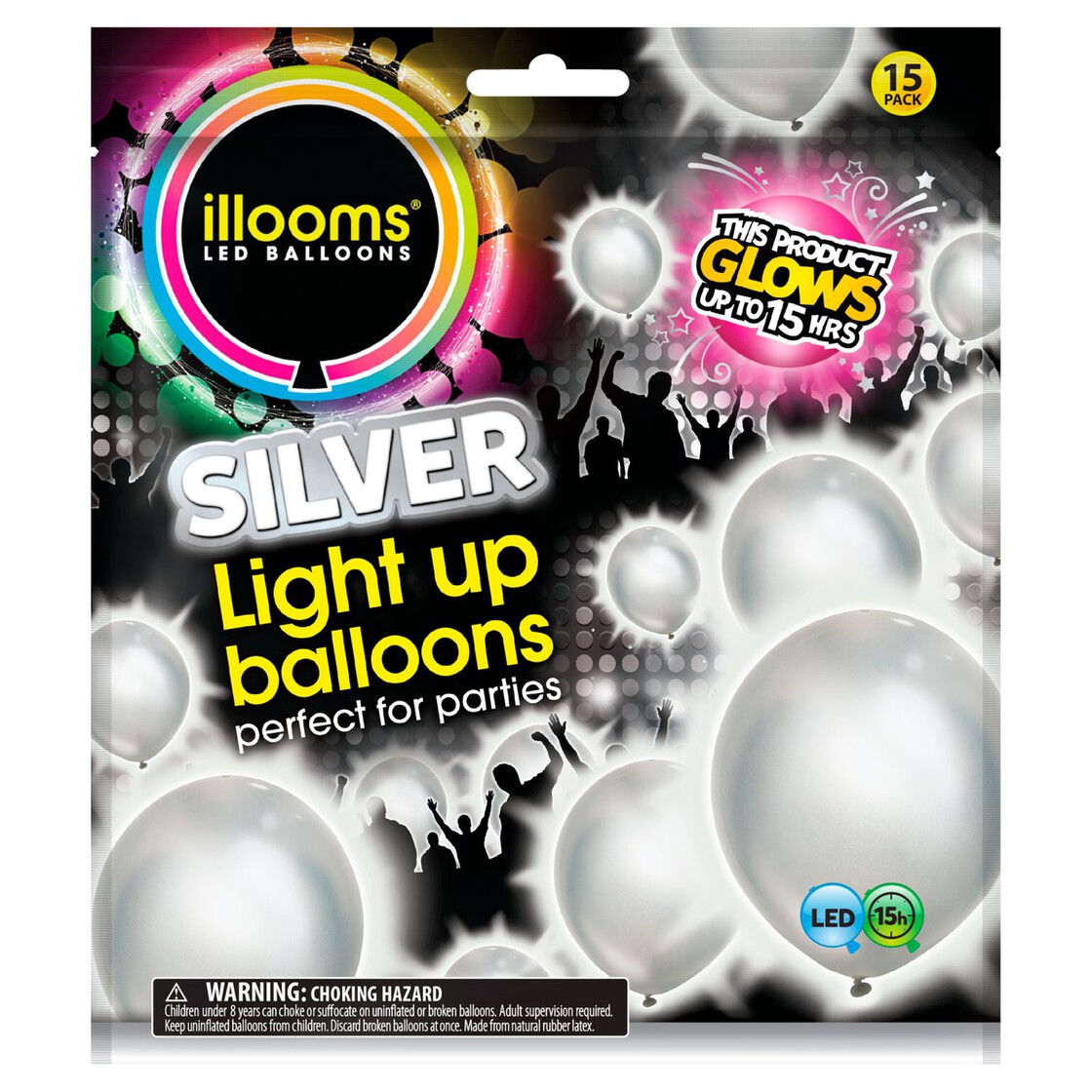Illooms Silver Light Up Balloons 15 Pack - Morrisons Online Groceries ...